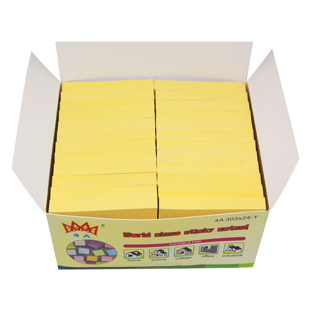 4A Sticky notes,3 x 3-Inches, Canary Yellow,100 sheets,24pads/box, 4A ...