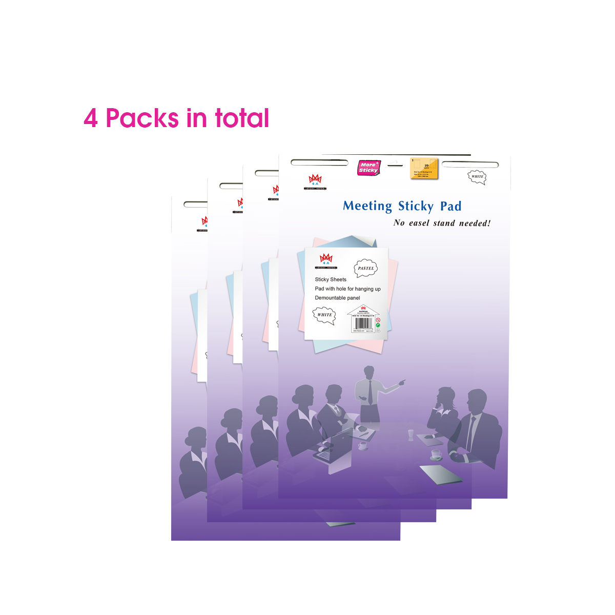 4 Packs 4A Super Sticky Easel Pad,White Sheets,Self-Stick Notes,23 x 31 ...