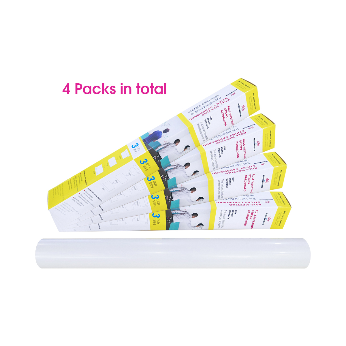 4 Packs 4A Sticky Dry Erase Surface (2.5 x 2.7 FT) ,White Sticky Board ...