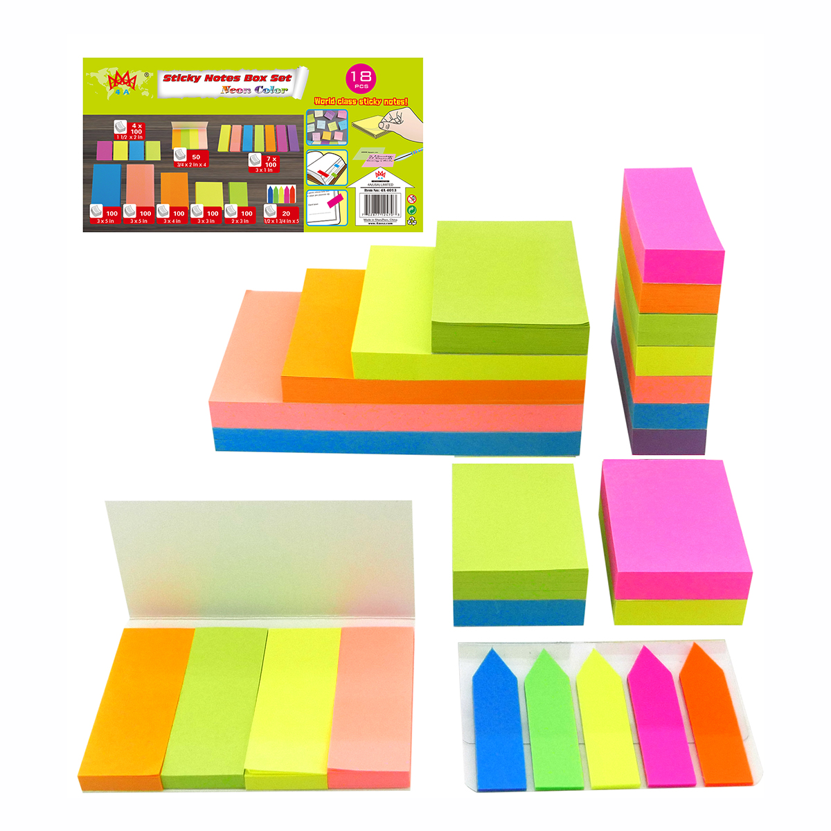 4A Sticky Notes Value Pack, Neon Assorted The Most Commonly Used Sizes ...